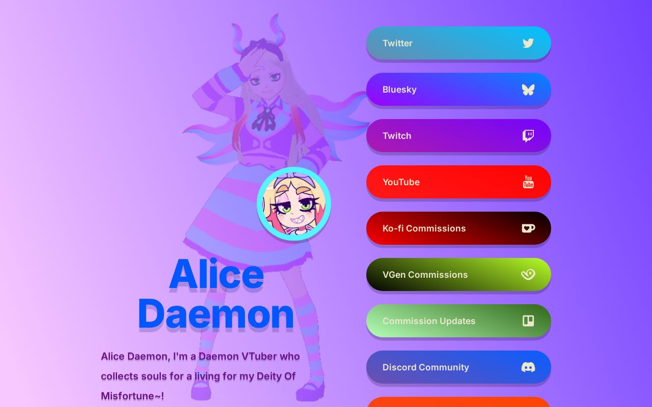Alice Daemon Socials & Vroid Commissions